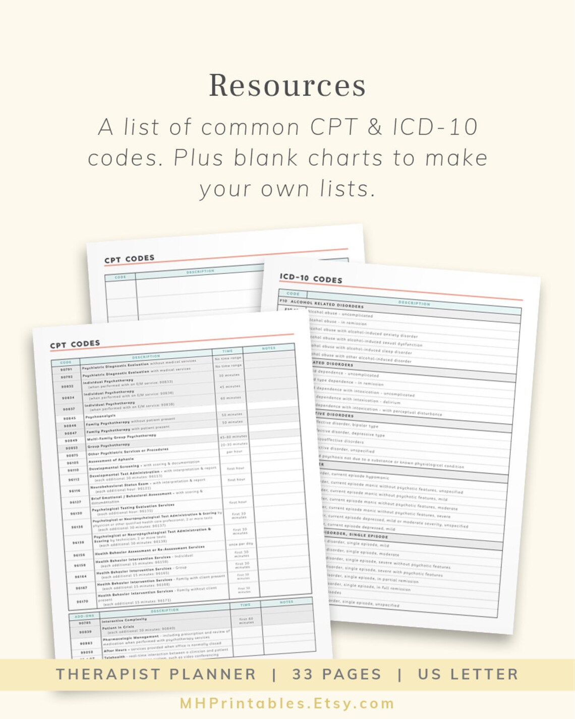 Undated Printable Therapist Planner Clinican Mental Health | Etsy