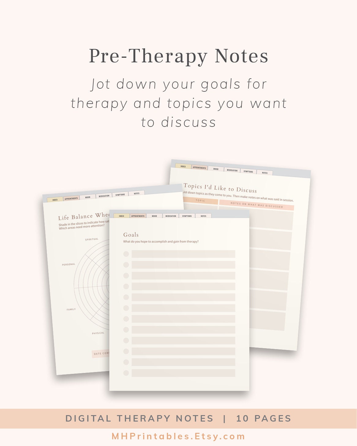 Digital Therapy Journal and Notebook | Session Meeting Notes for ...