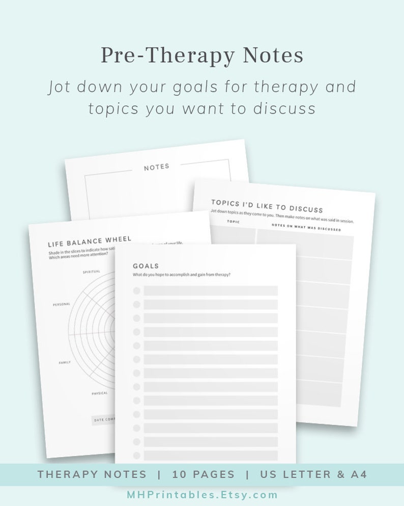 Therapy Journal Printable Notes for Counseling Mental Health Notebook ...