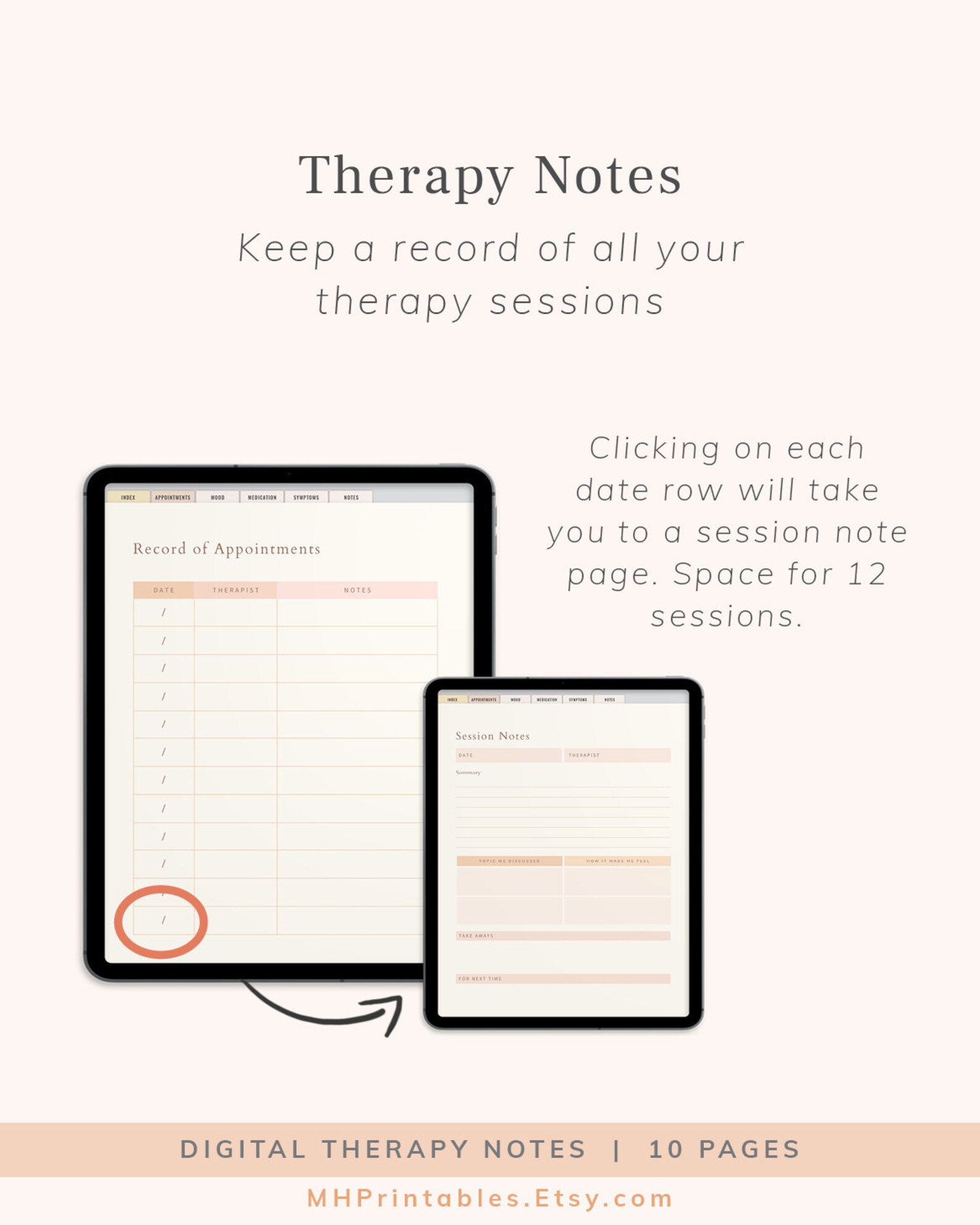 Digital Therapy Journal and Notebook | Session Meeting Notes for ...