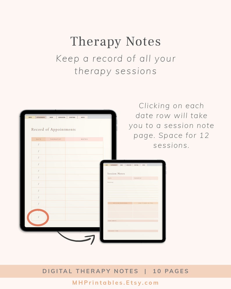 Digital Therapy Journal and Notebook | Session Meeting Notes for ...
