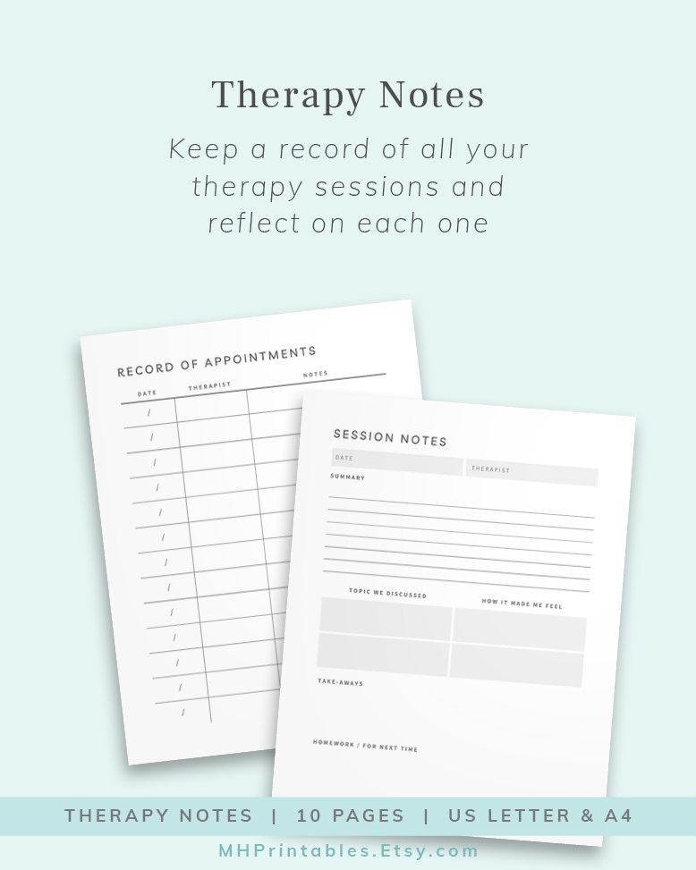Therapy Journal Printable Notes for Counseling Mental Health Notebook ...