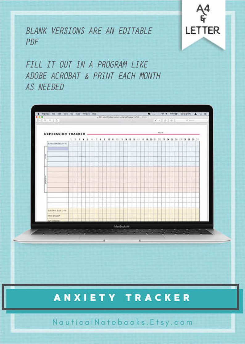 Monthly Anxiety Symptom Tracker | Etsy
