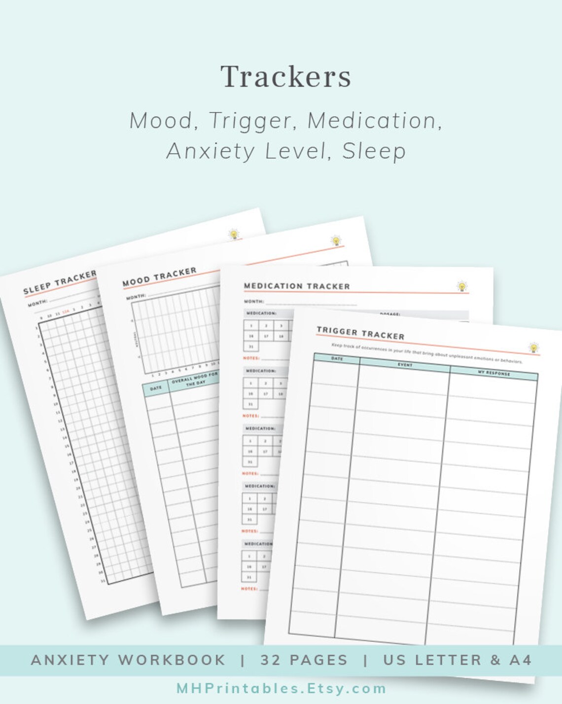 Anxiety Mental Health Journal Printable Therapy Worksheet - Etsy