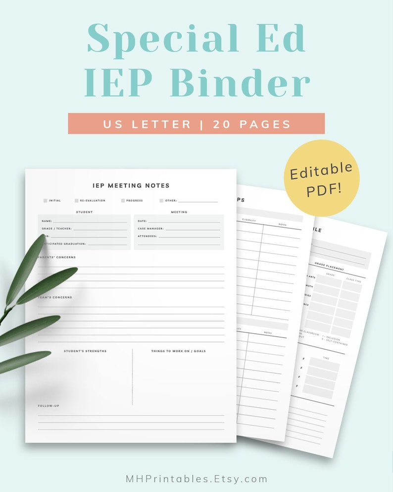 IEP Binder for Special Education Teacher | School Psychologist Planner ...
