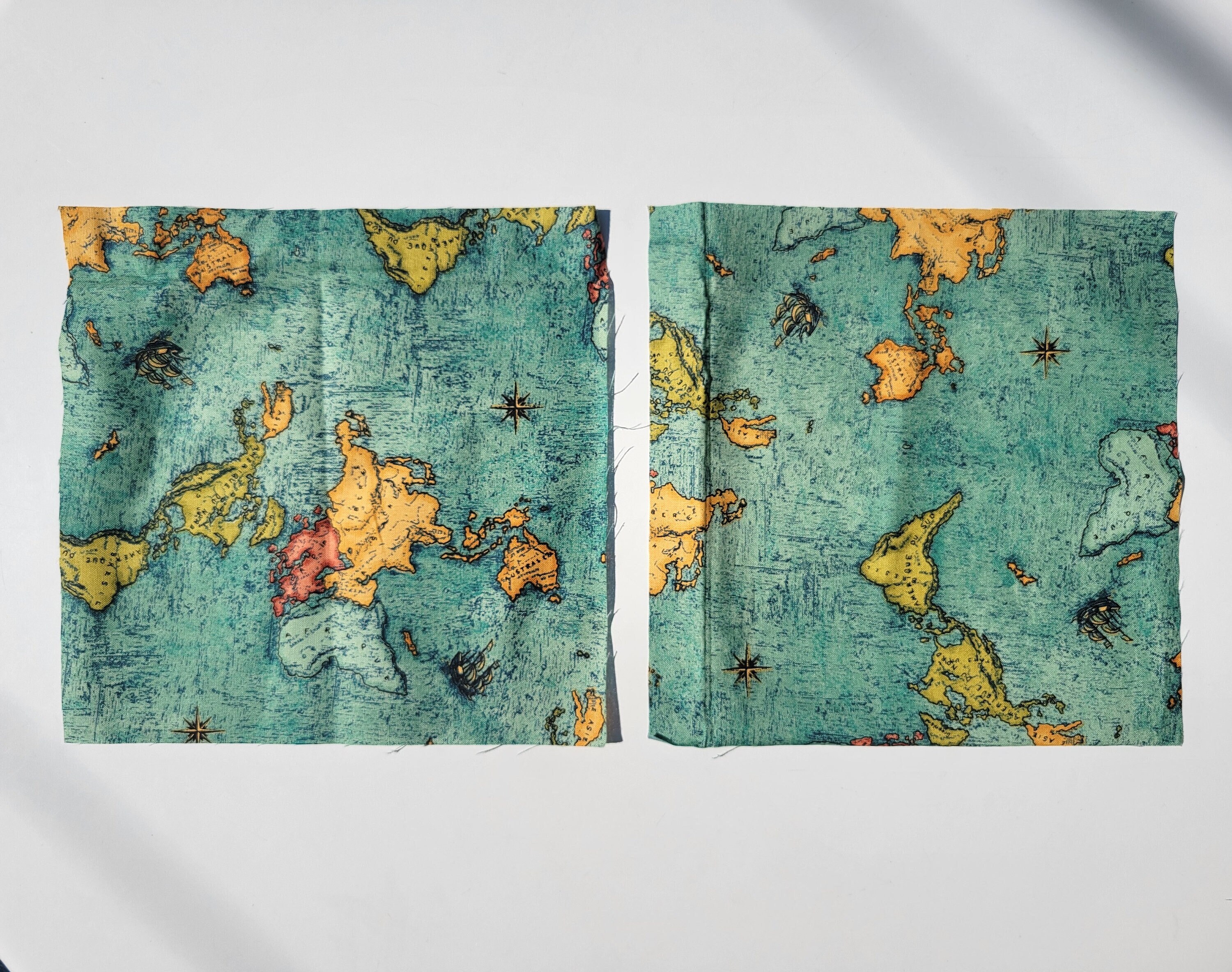28 Precut Squares of Old World Map Cotton Fabric 8 Inch Shapes Atlas ...