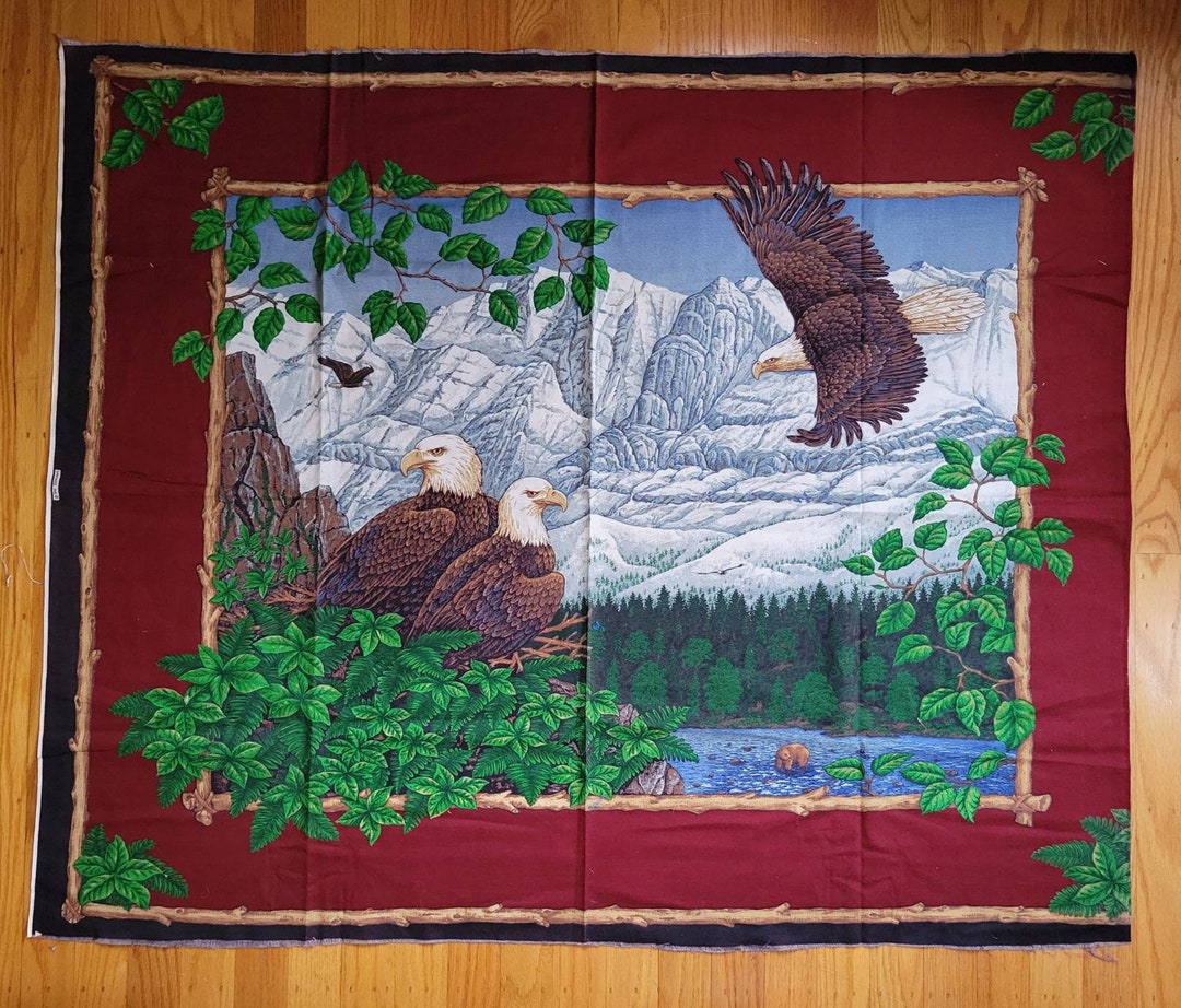 Vintage Springs Industries Bald Eagle Nest Fabric Panel Cotton Alaska ...