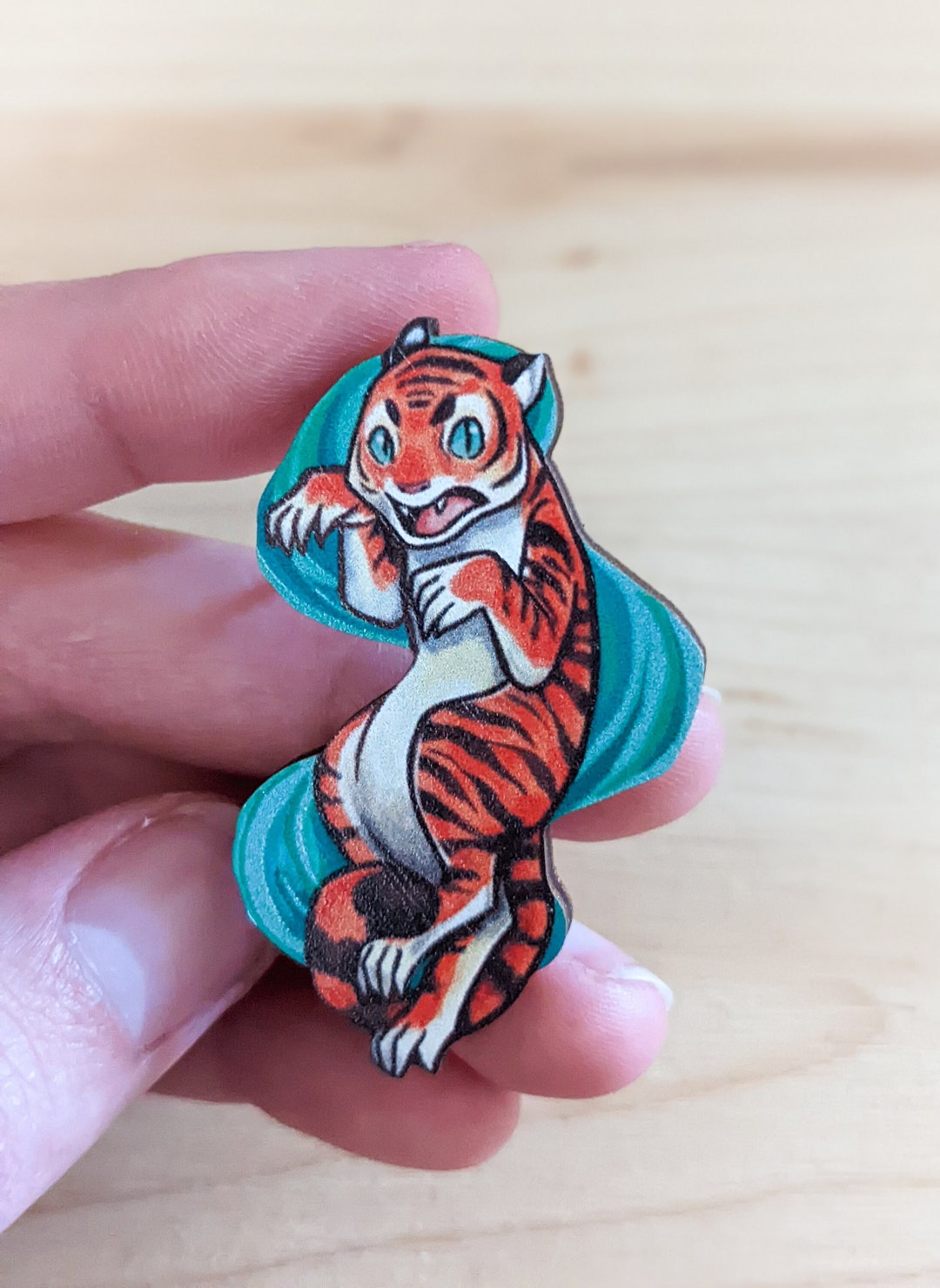 Year of the Tiger Wooden Pin – FSC Certified Beech - Etsy