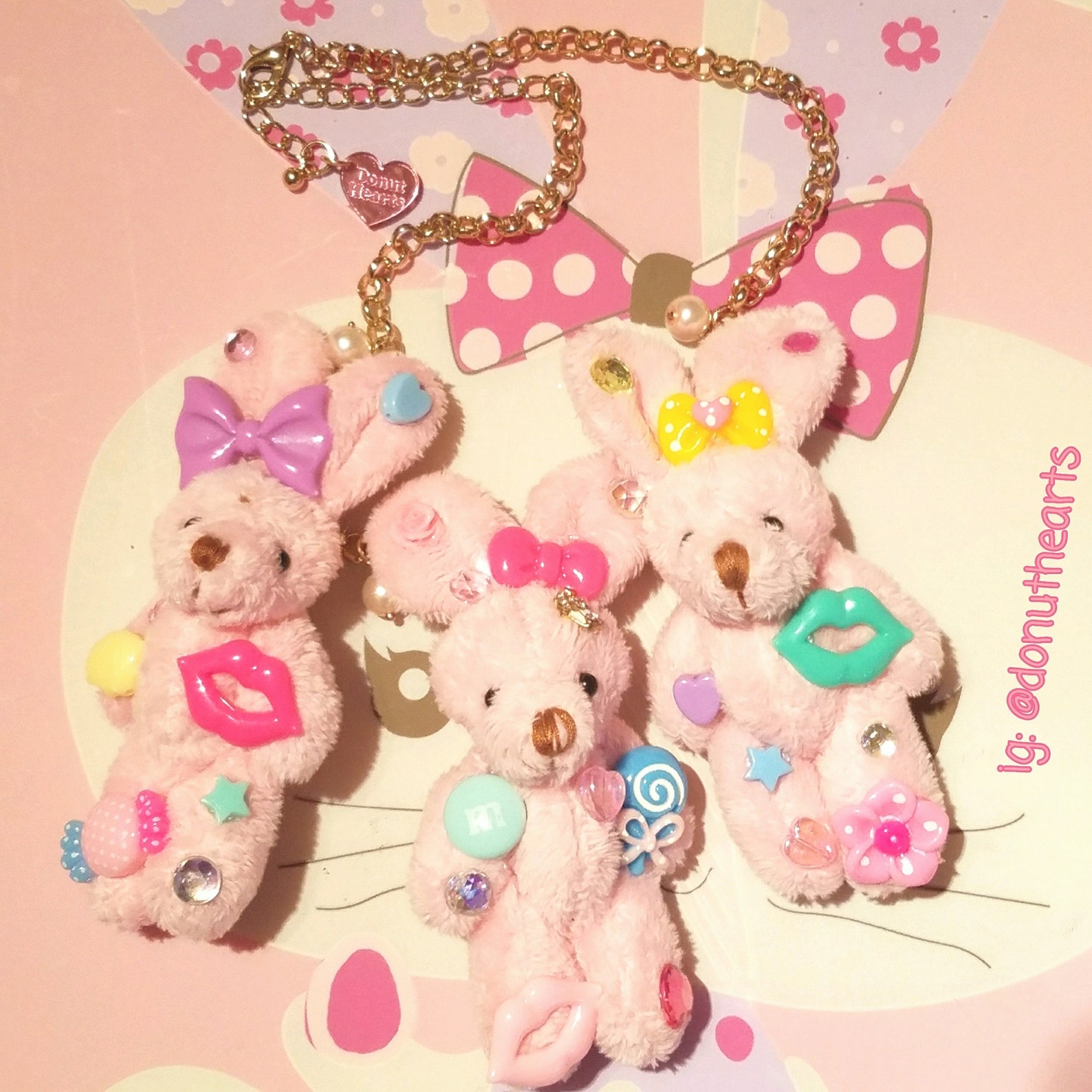 Kawaii Bunny Statement Necklace Pastel Easter Rainbow Dessert Lips ...