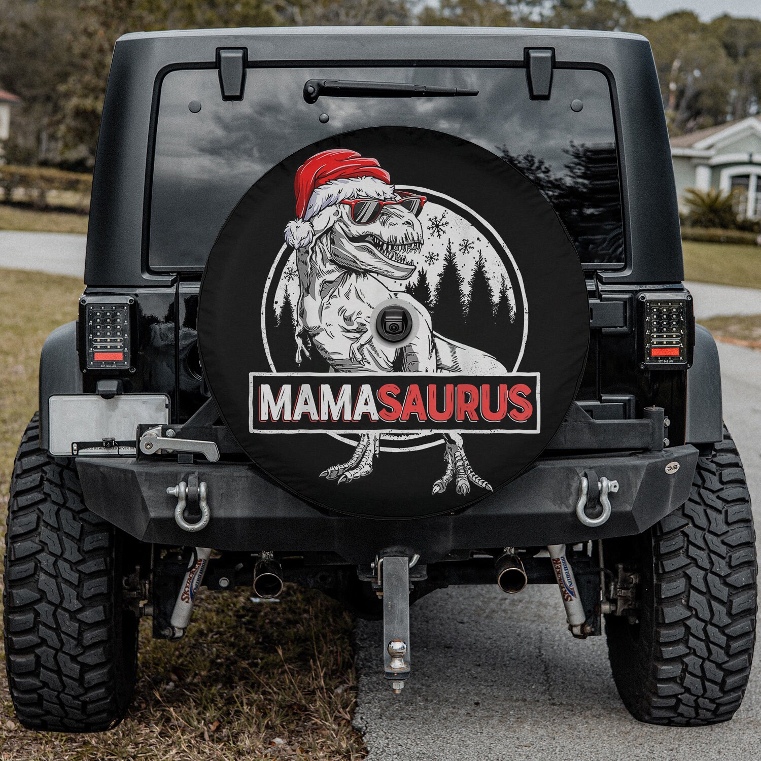 Mamasaurus Dinosaur Christmas Pajamas T rex Family Spare Tire Cover ...