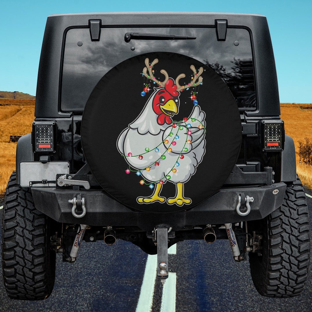Christmas Chicken Reindeer Antlers Lights Pajama Funny Spare Tire Cover ...