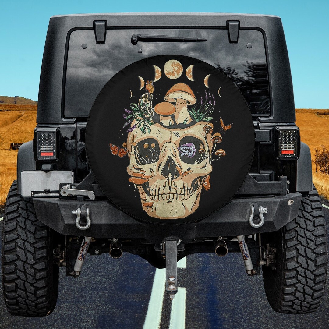 Skull Mushroom Tire Cover: Goth Monarch Butterfly Design, Universal Fit ...