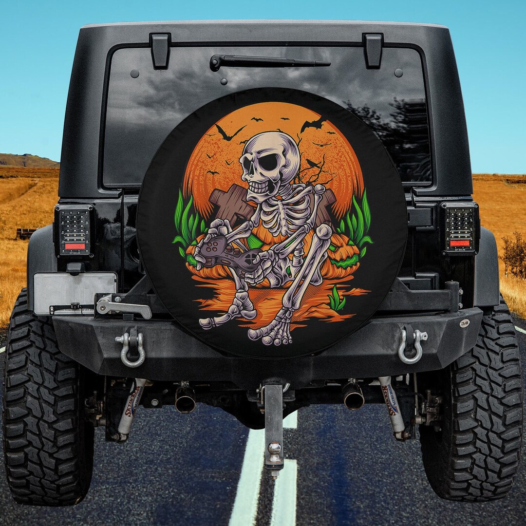 Halloween for Boys Kids Men Skeleton Gaming Gamer Spare Tire Cover ...
