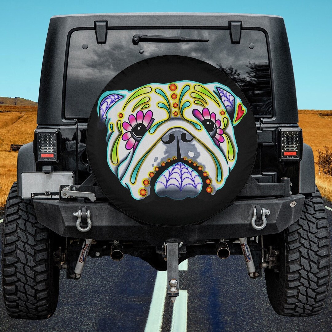English Bulldog Sugar Skull Spare Tire Cover: Universal Fit - Etsy
