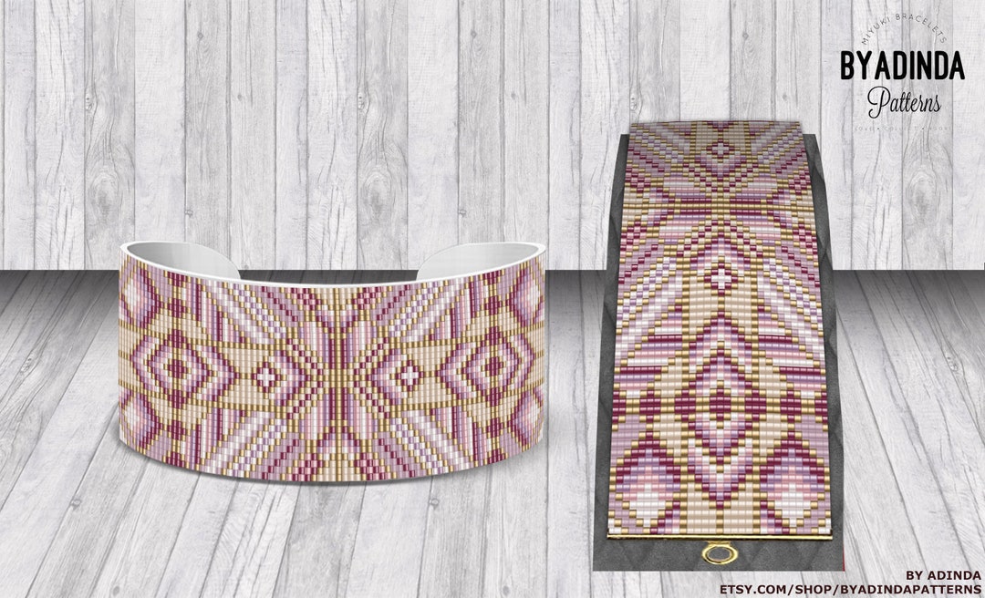 Square Loom Pattern | PDF Pattern | Gold With Purple Shades Bracelet ...