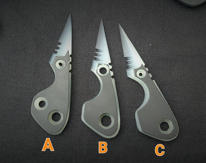 Handmade Ghost Black G10 scalpeen NPE G10 Spike , Partially Serrated ...