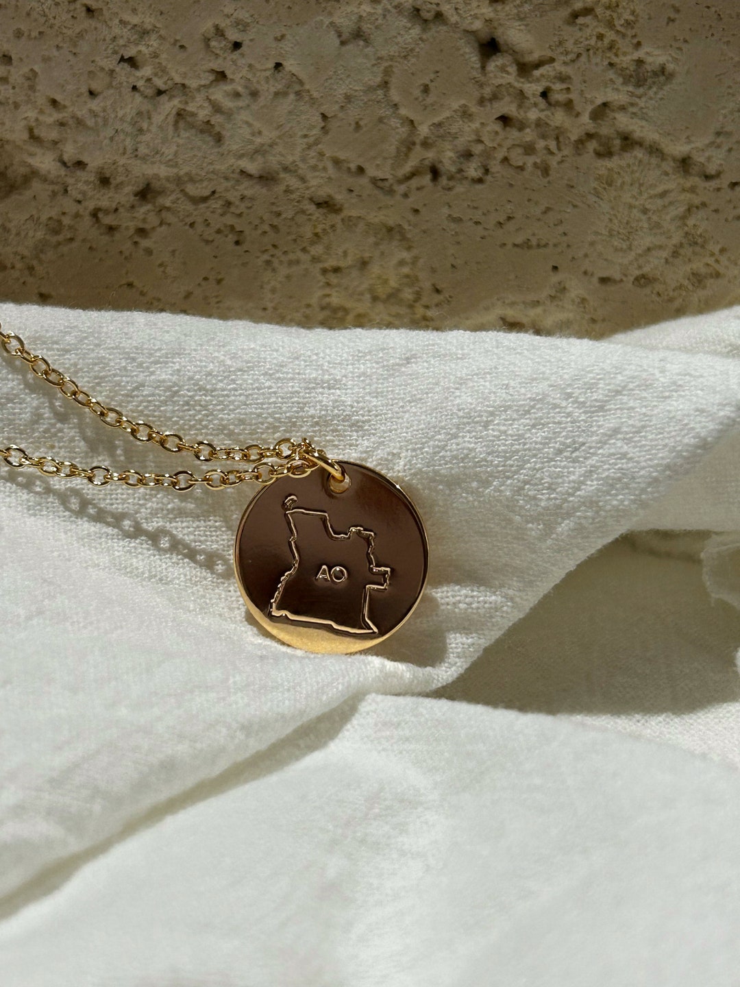 Angola Necklace-angola Map-continent Necklace-country Engraved Disk ...
