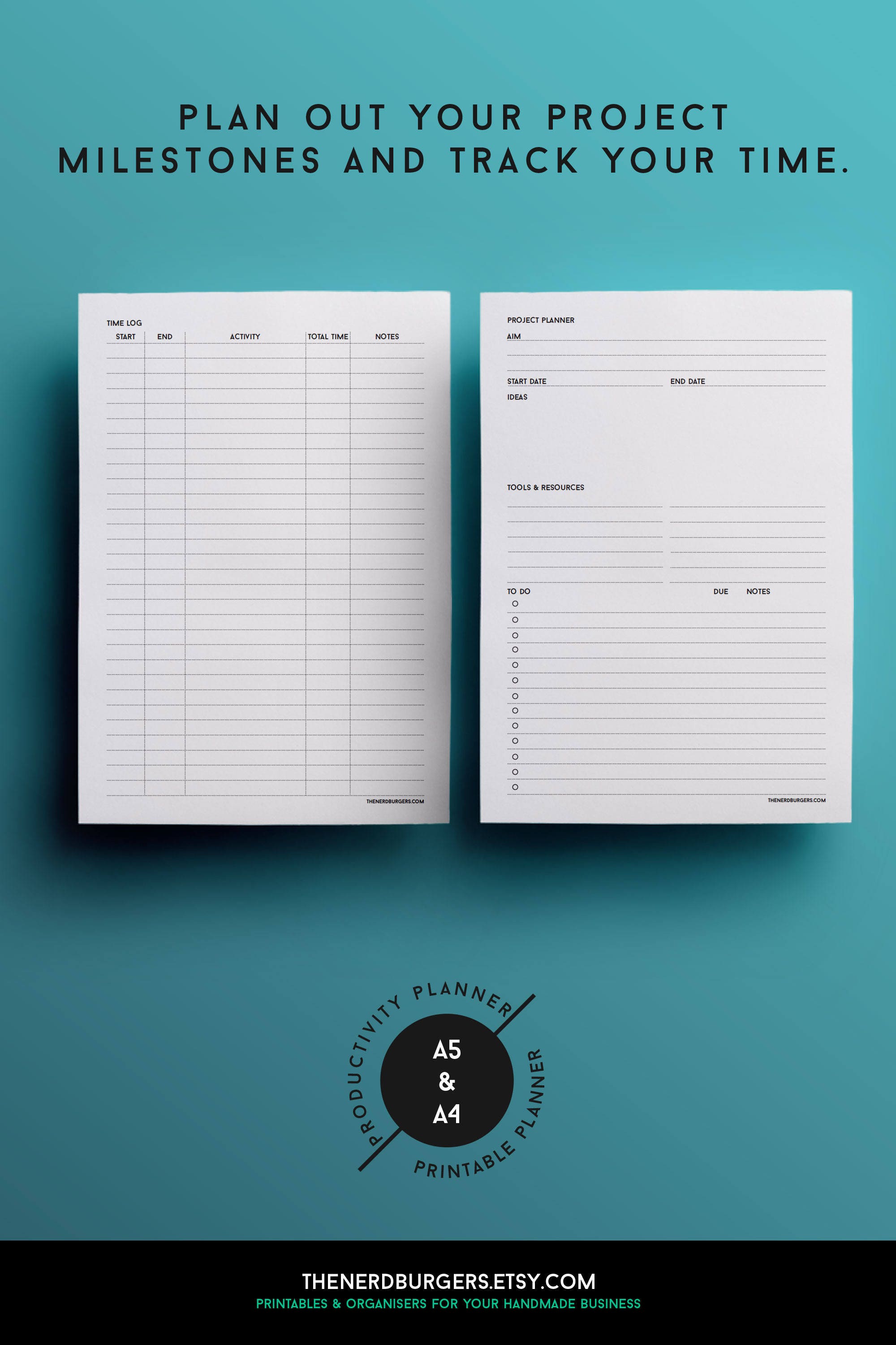 Project Tracker, Productivity Planner, Undated Planner, Project Planner ...