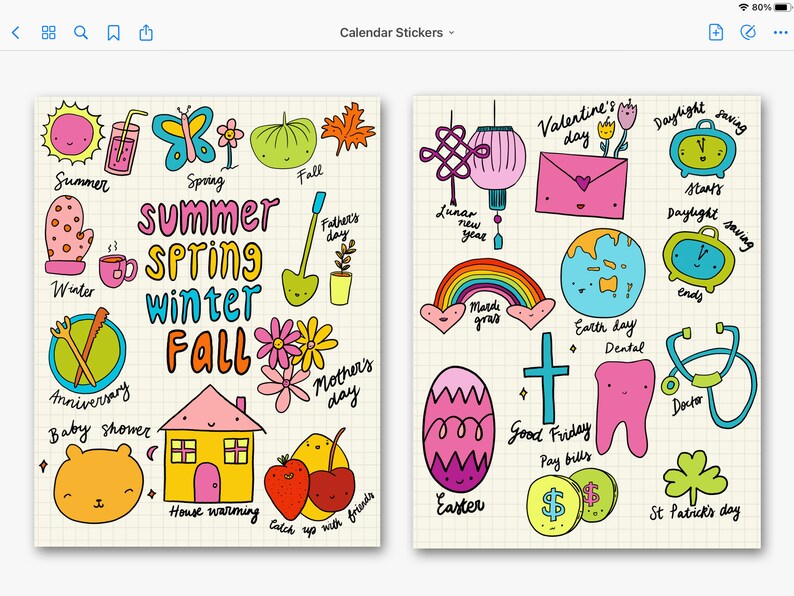 Calendar Digital Stickers, Goodnotes Digital Planner Stickers, Bullet ...