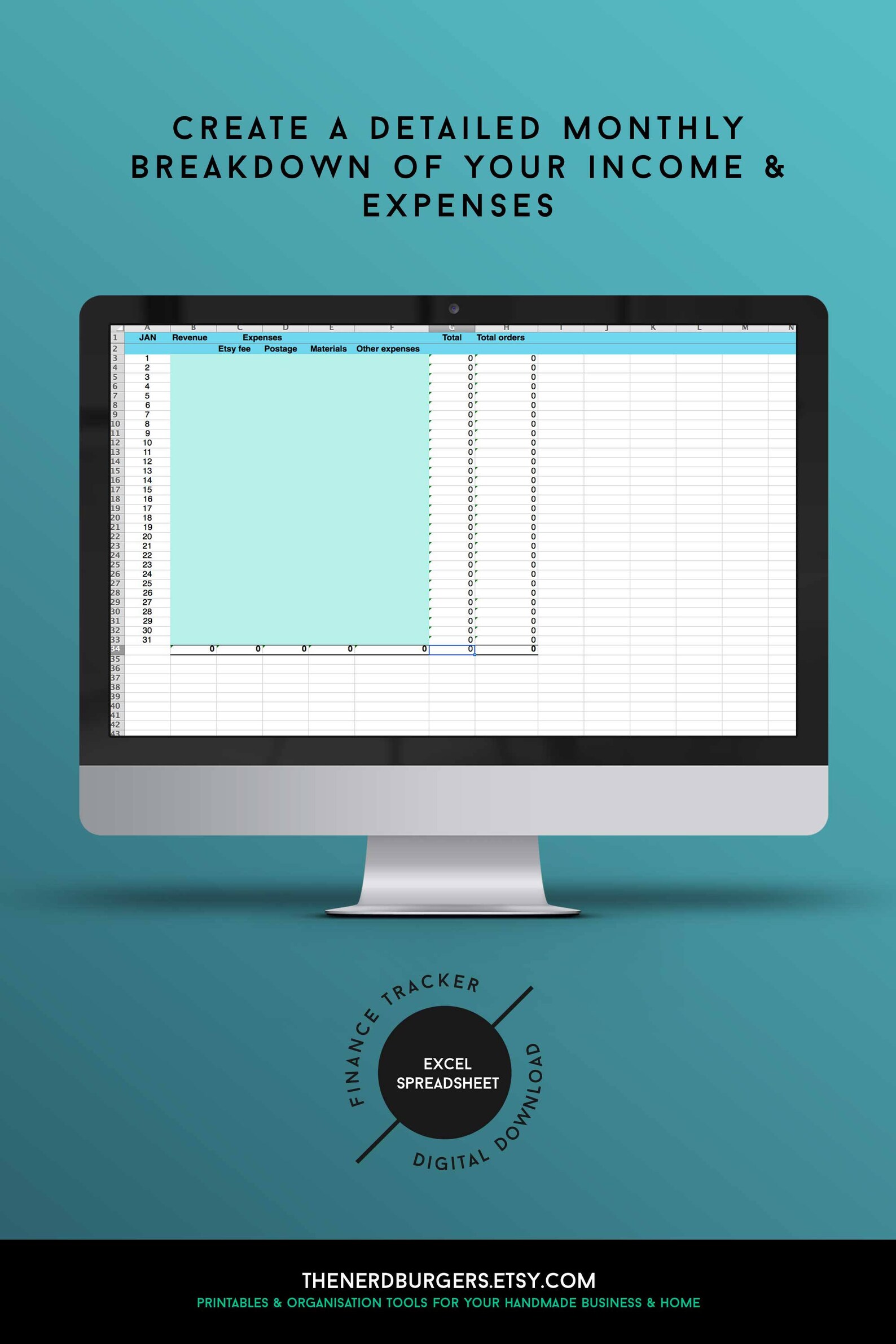 Excel Income Tracker, Expenses Tracker, Budget Planner Kit, Finance ...