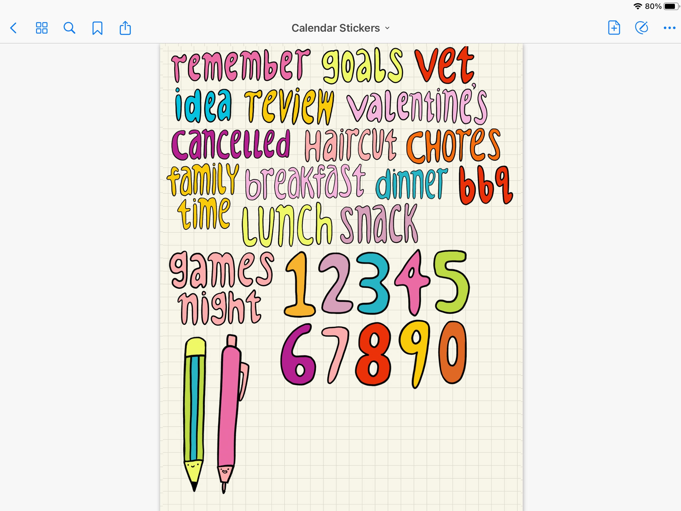 Calendar Digital Stickers, Goodnotes Digital Planner Stickers, Bullet ...