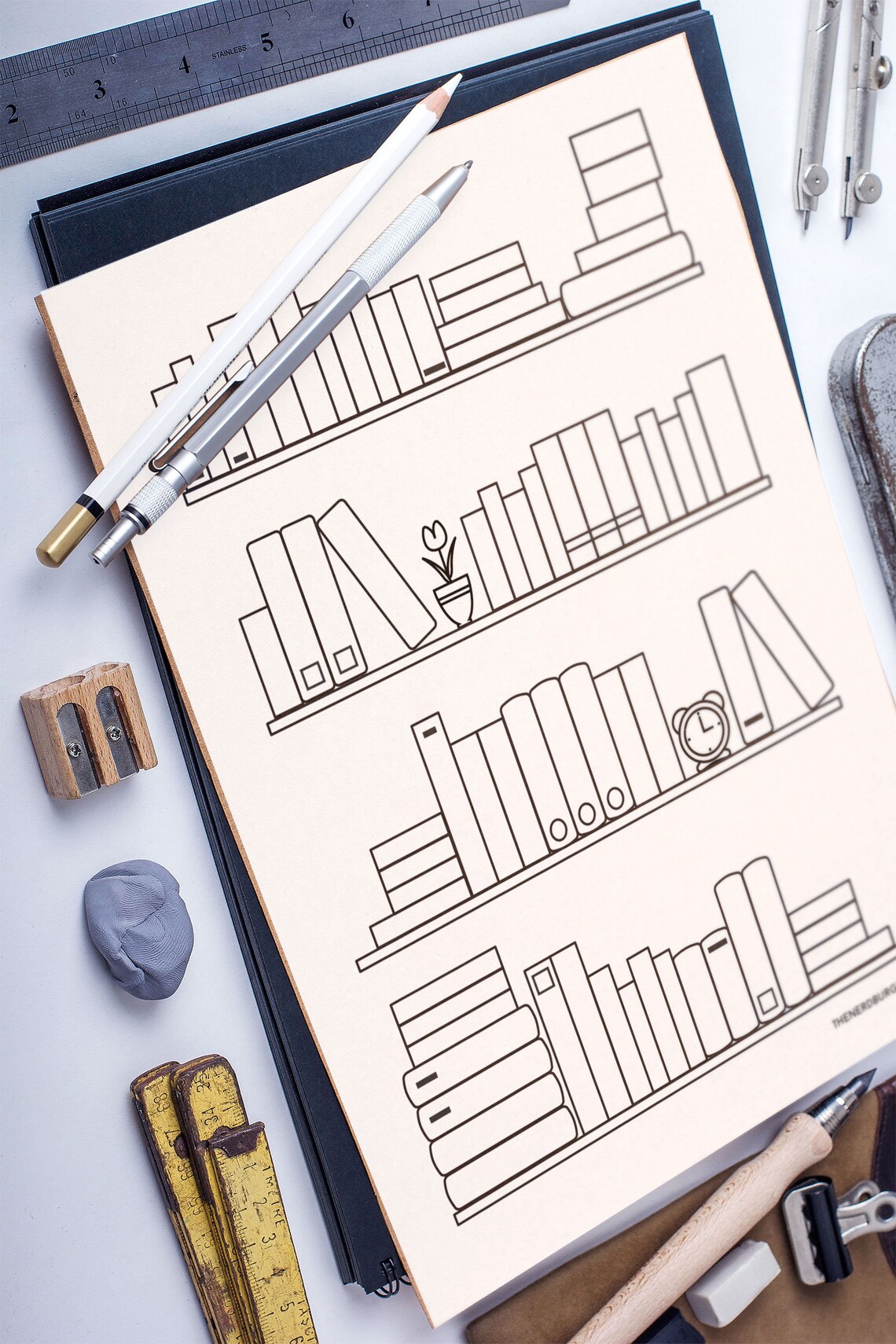 Bookshelf Bullet Journal Printable Bookish Printable - Etsy Australia