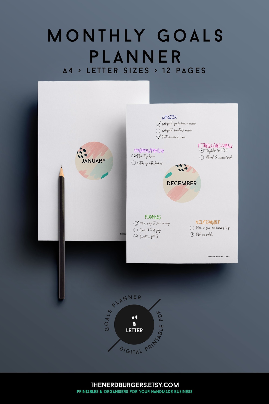 Monthly Goal Planner Printable, Goal Planner Printable Tracker, Student ...