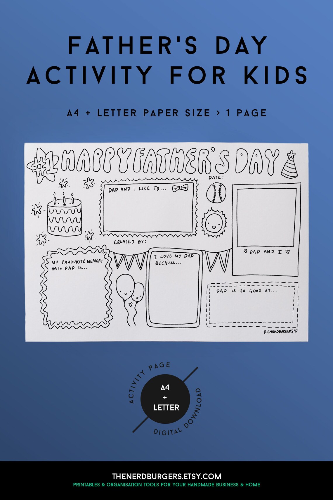Personalised Father’s Day Coloring Page, Printable Kids Activity ...