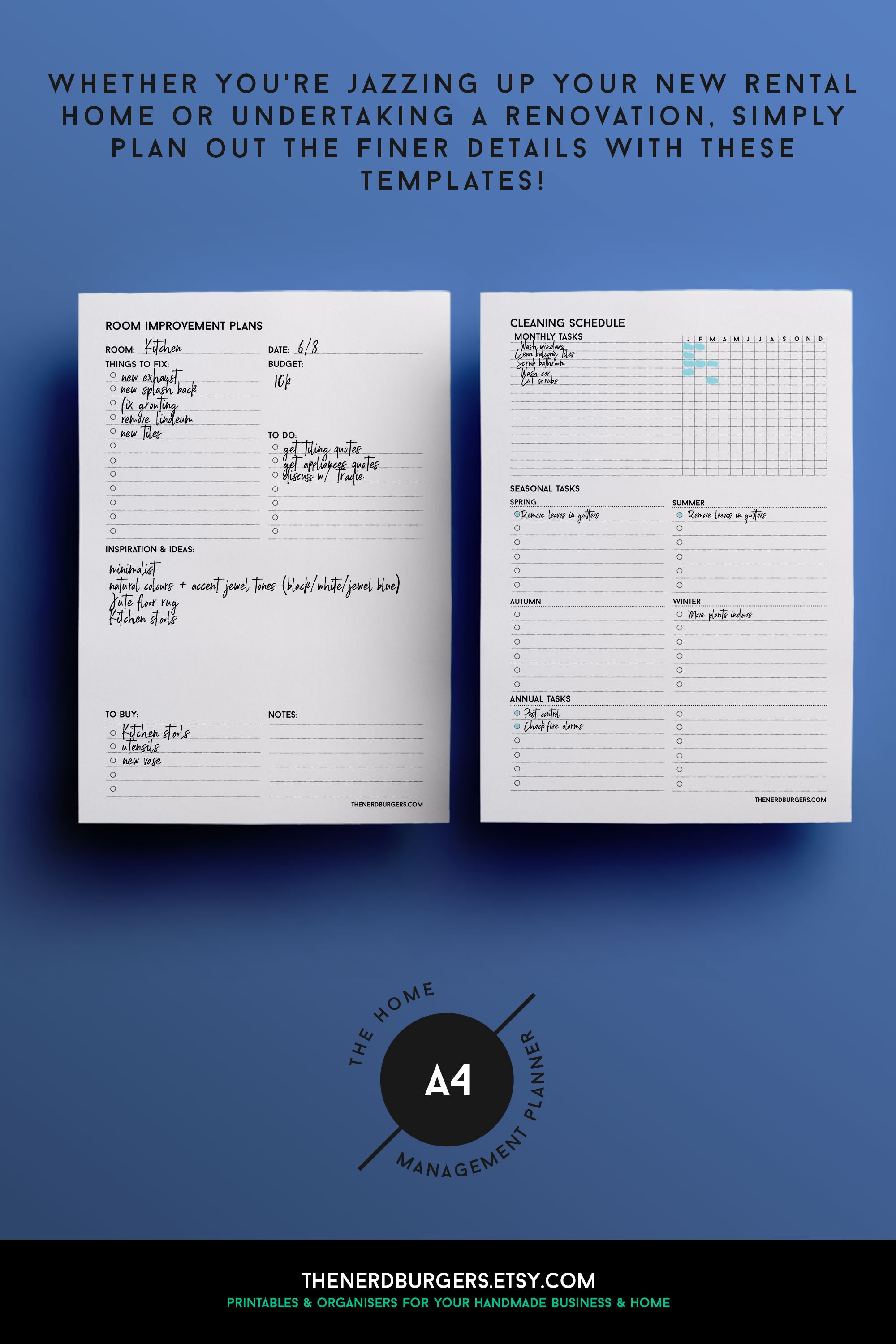 Home Planner Binder, Family Planner, Meal Planner, Perpetual Calendar ...