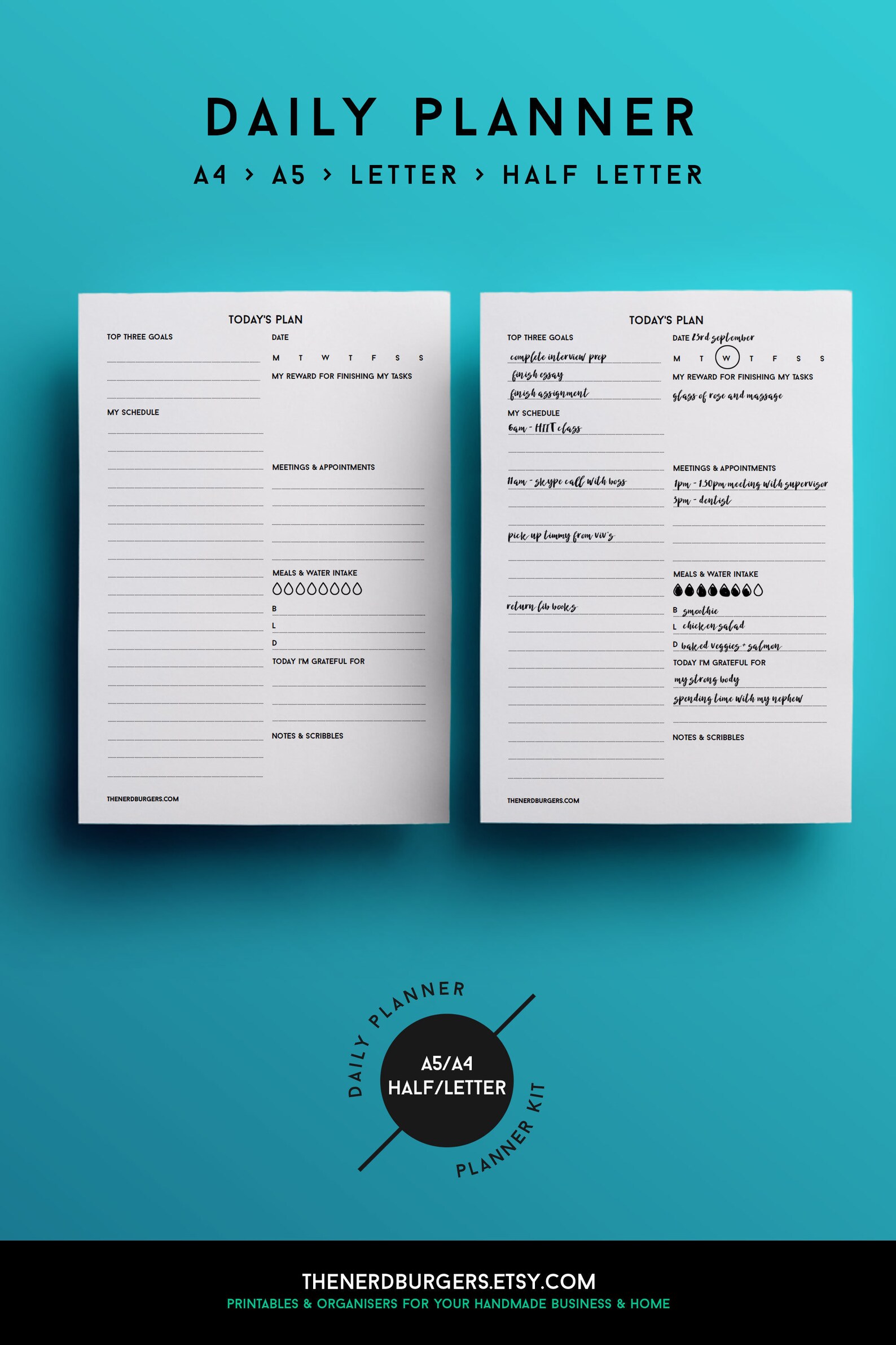 Printable Day Planner, Day Organizer, Printable Organizer, Daily ...