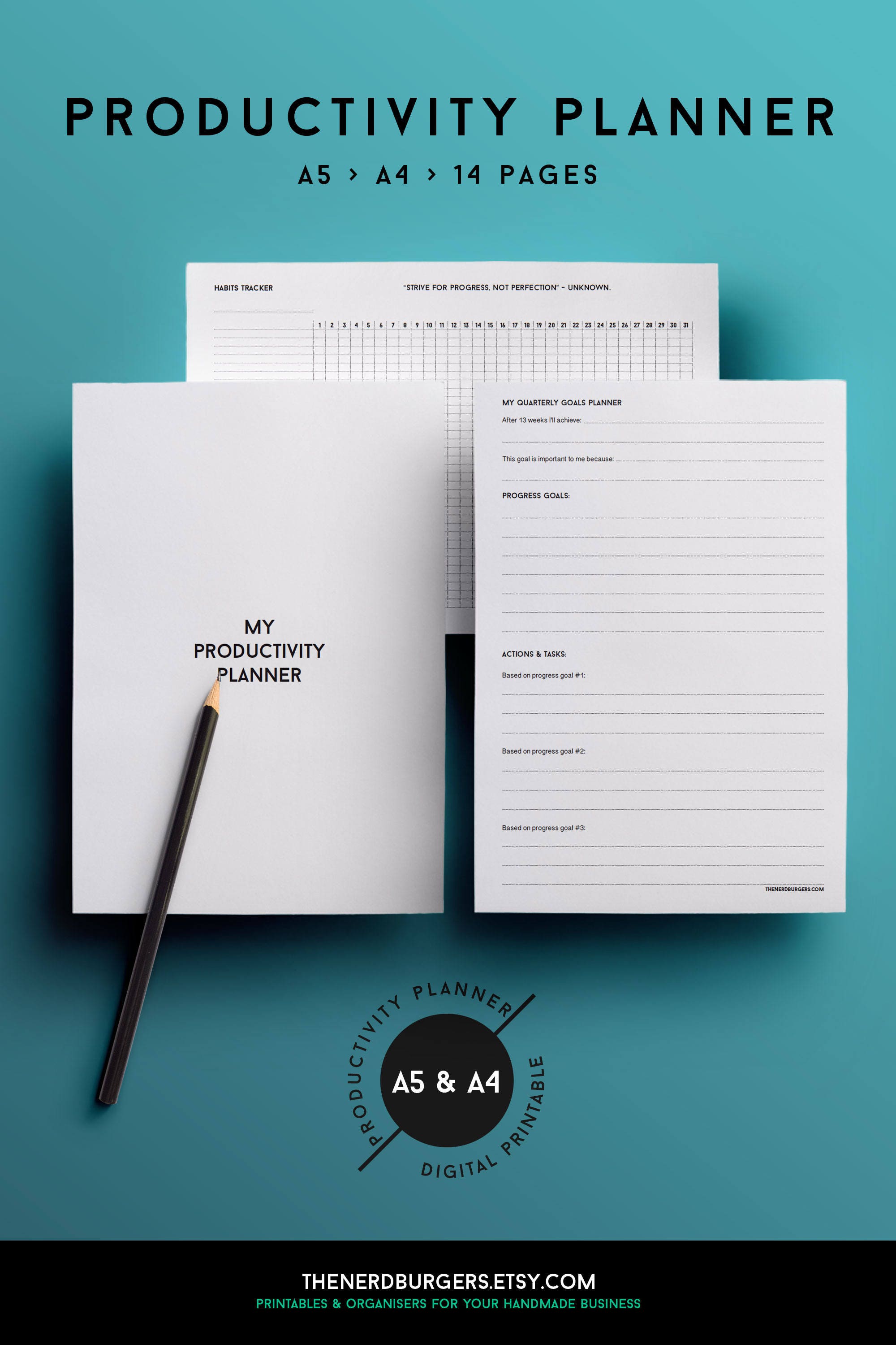 Project Tracker, Productivity Planner, Undated Planner, Project Planner ...