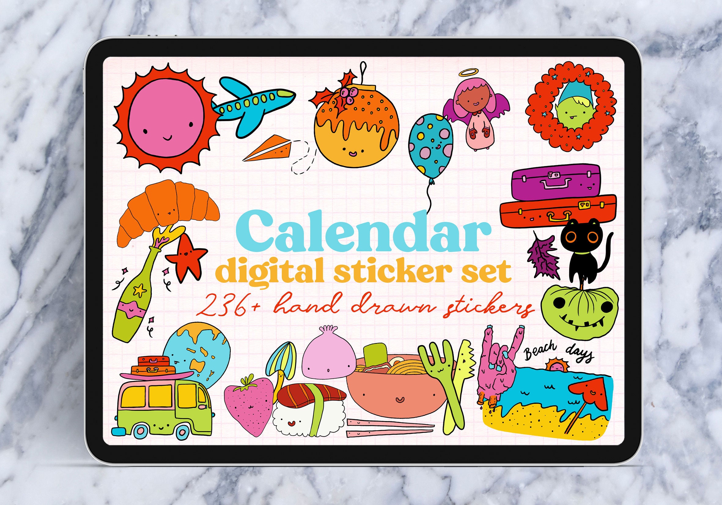 Calendar Digital Stickers, Goodnotes Digital Planner Stickers, Bullet ...