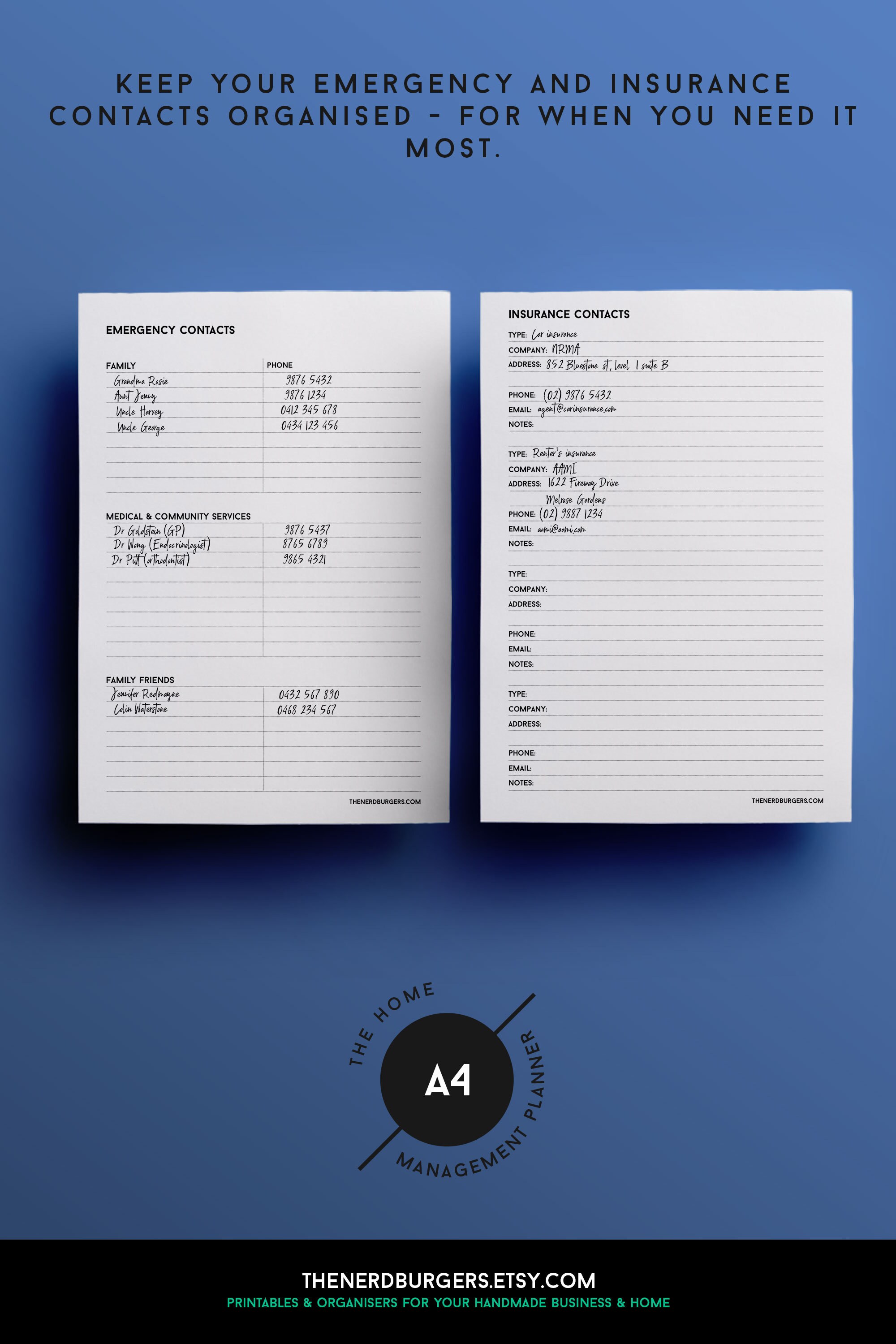 Home Planner Binder, Family Planner, Meal Planner, Perpetual Calendar ...