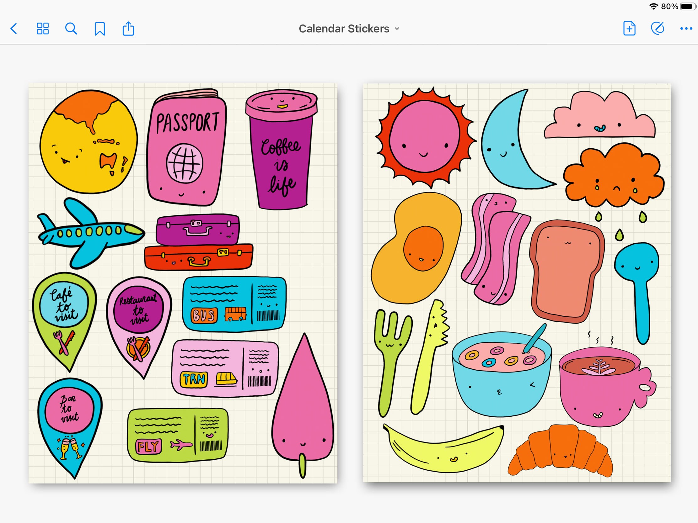 Calendar Digital Stickers, Goodnotes Digital Planner Stickers, Bullet ...