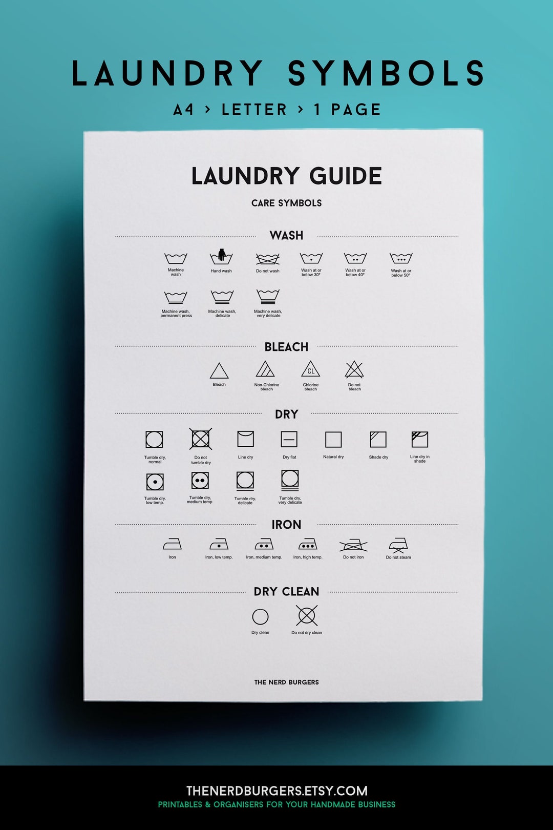 Laundry Symbols Care Guide, Laundry Sign, Laundry Room Sign, Laundry ...