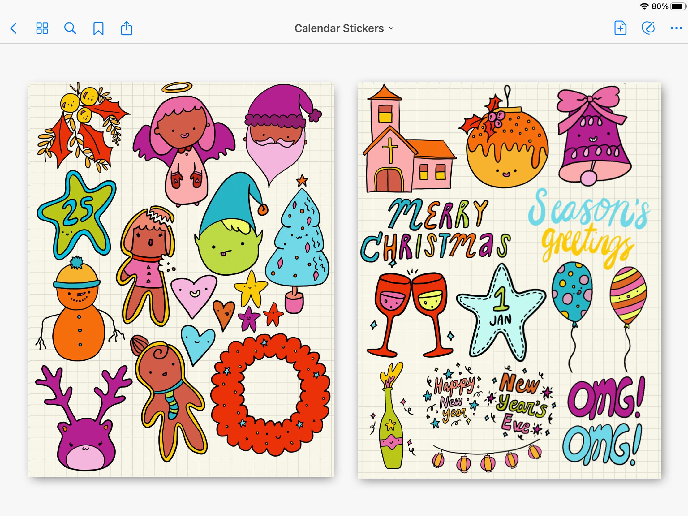 Calendar Digital Stickers, Goodnotes Digital Planner Stickers, Bullet ...