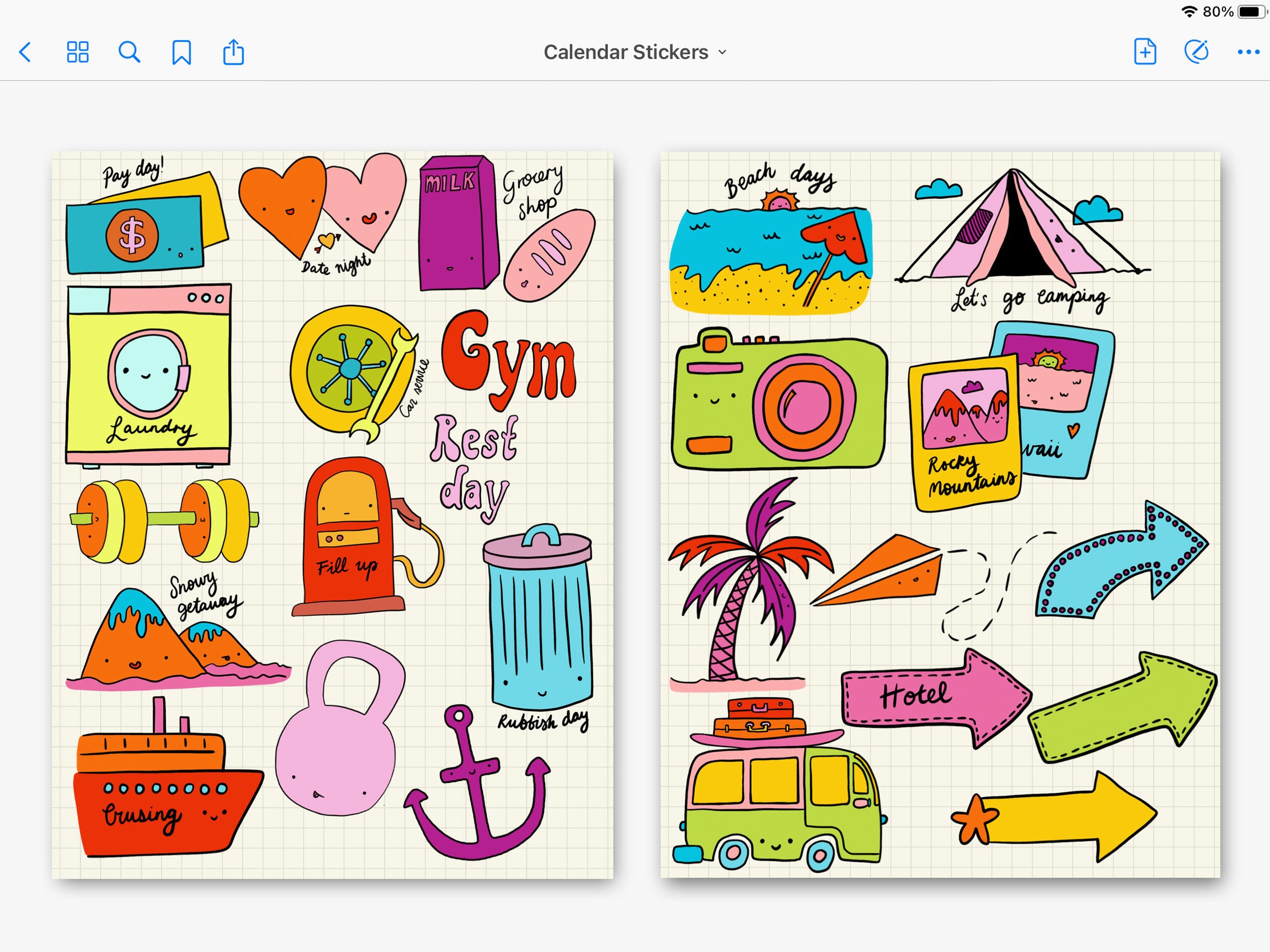 Calendar Digital Stickers, Goodnotes Digital Planner Stickers, Bullet ...