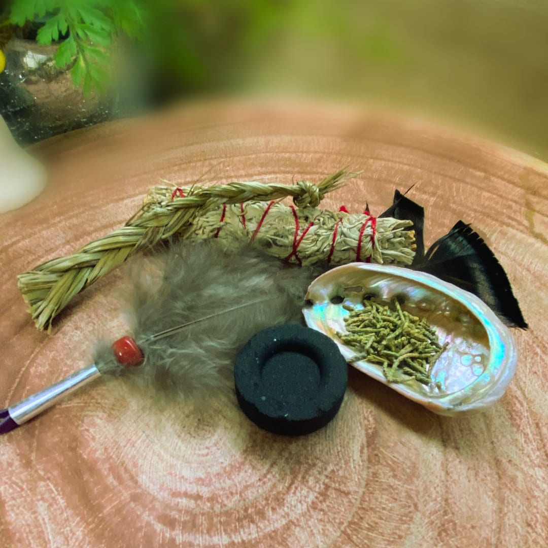 Mini Smudging Kit Mini Abalone Shell Mini Fan Sweetgrass - Etsy