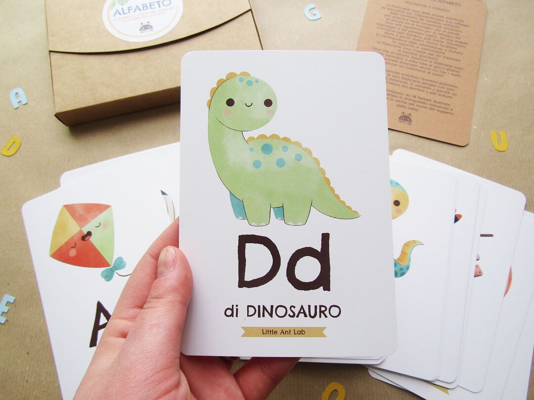 ITALIAN Alphabet Flashcards, 26 Illustrated Tiles From A to Z, Teaching ...