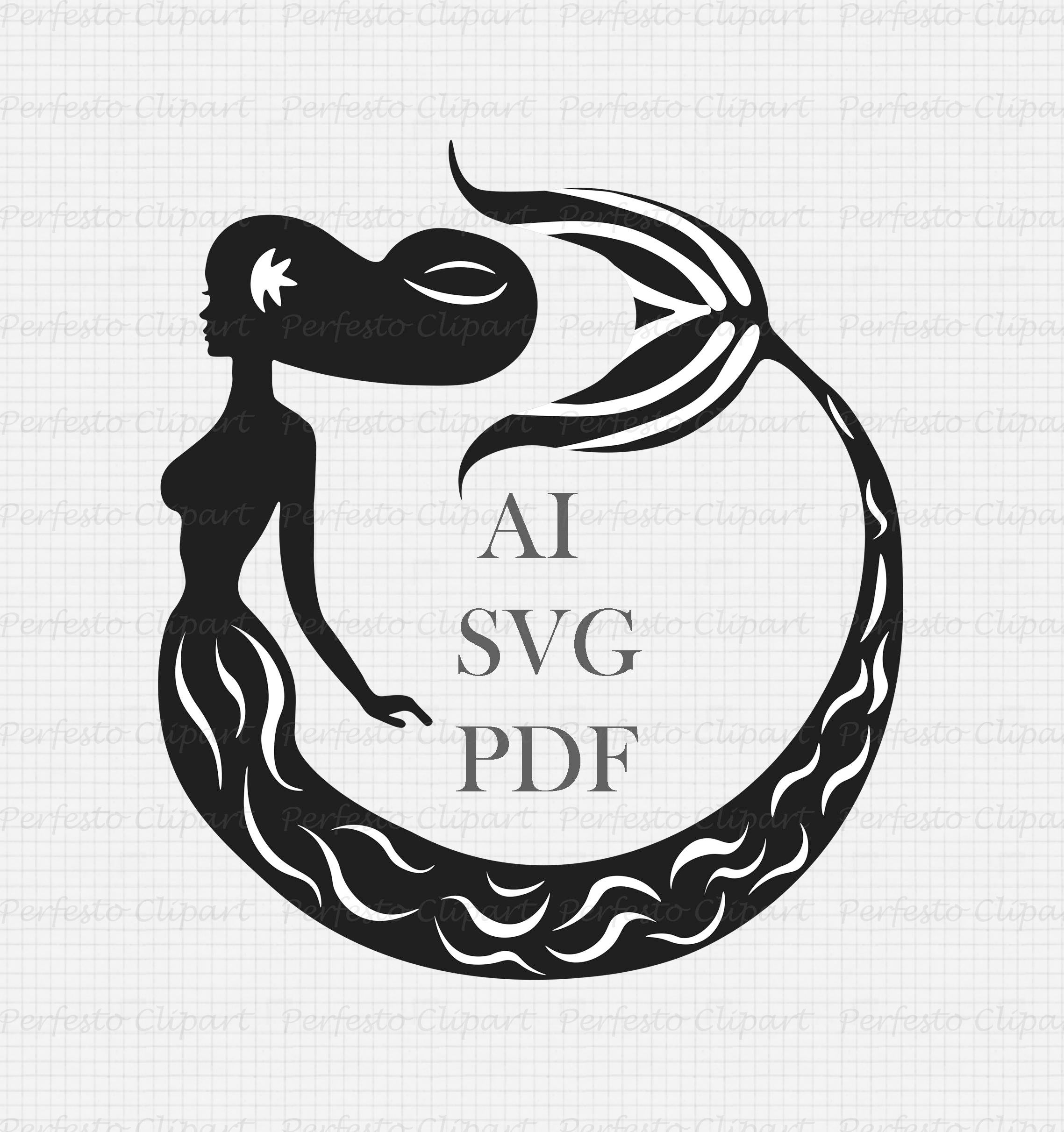 Mermaid Monogram Frame / Mermaid Silhouette SVG / PDF / AI / - Etsy