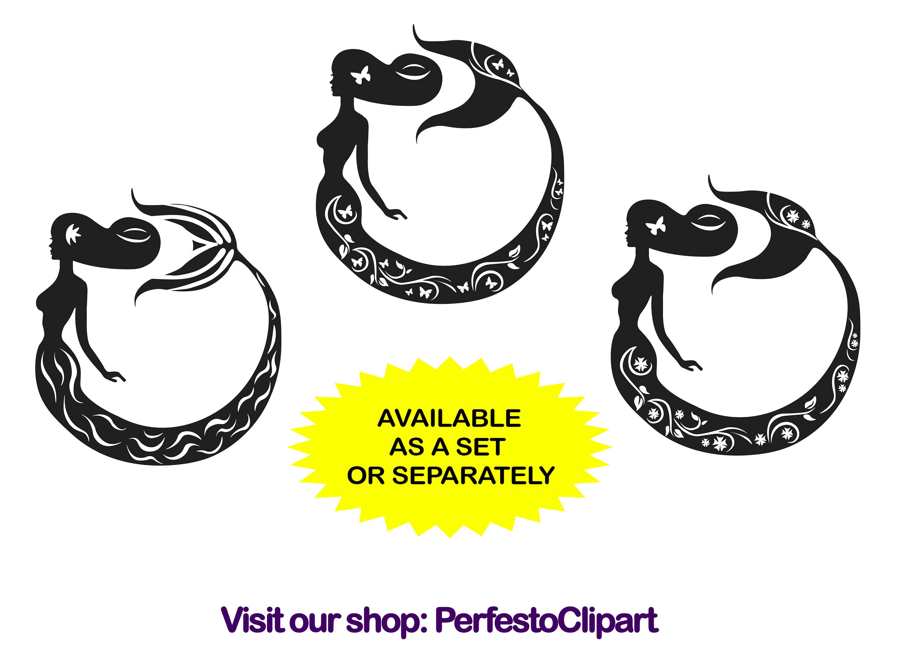 Mermaid Monogram Frame / Mermaid Silhouette SVG / PDF / AI / Mermaid ...