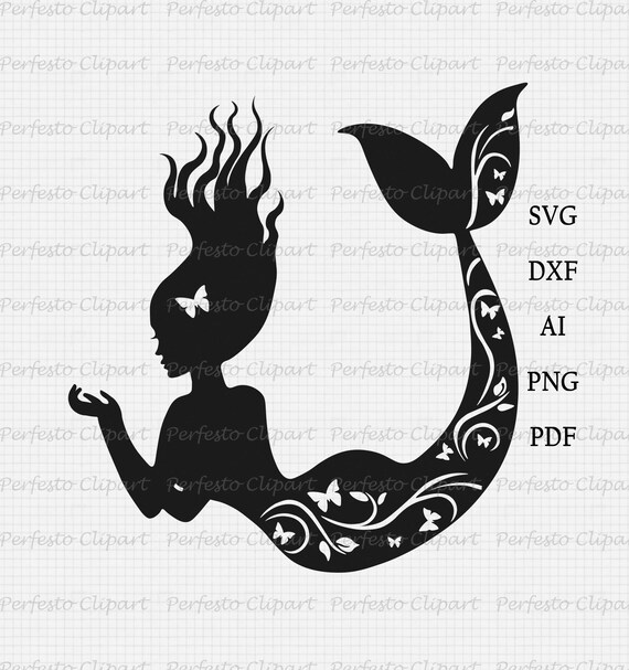 Mermaid Silhouette Svg / Dxf / Png / Pdf / Ai / Mermaid - Etsy