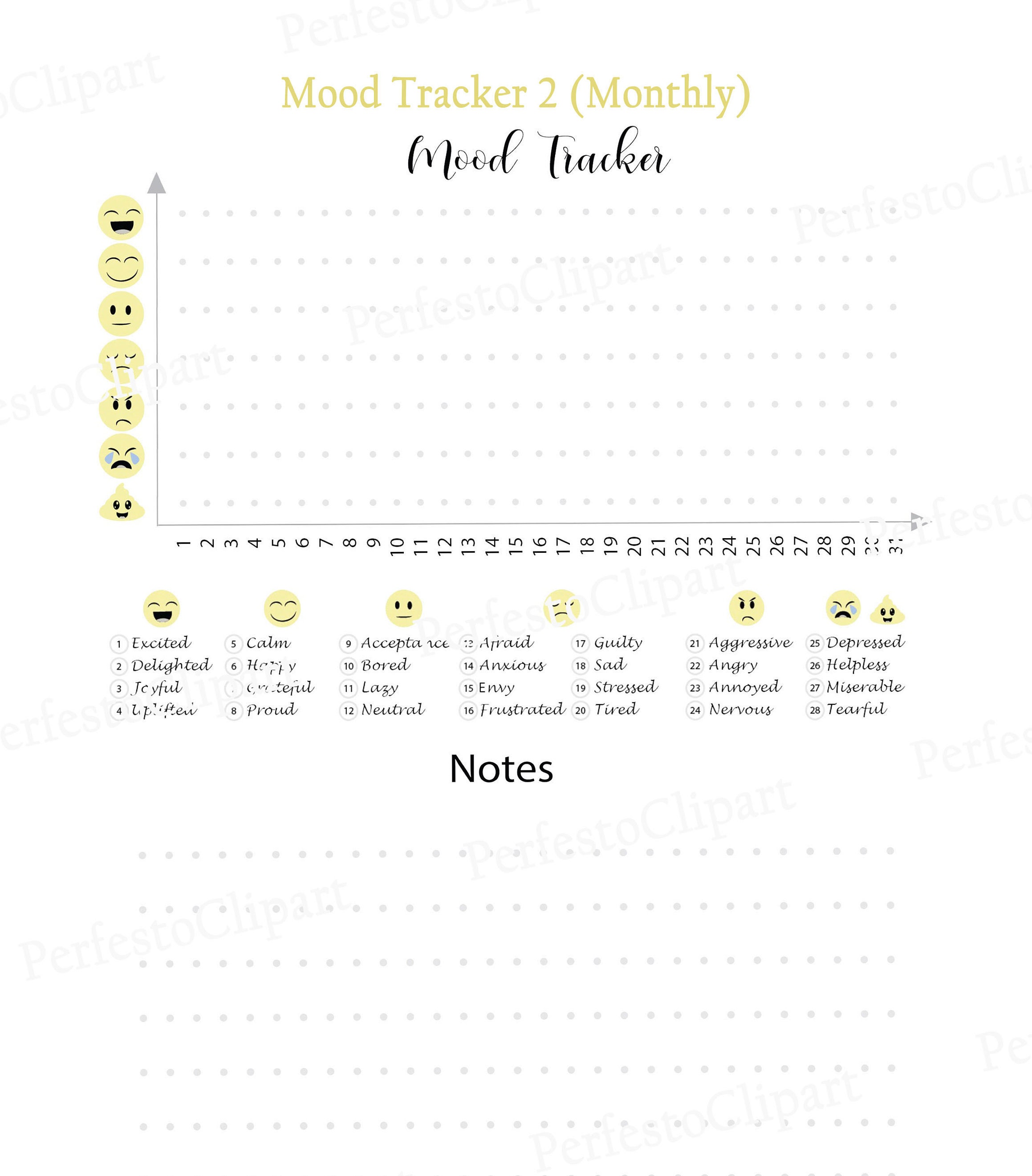 Mood Tracker for Goodnotes, Printable Mood Tracker Template, Daily ...