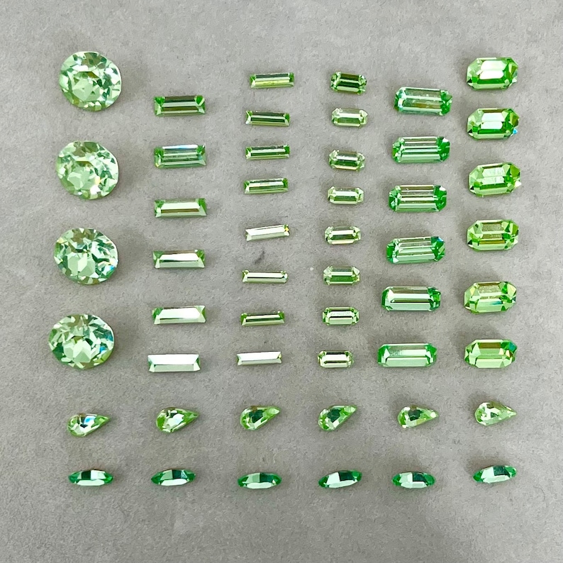 Pack of 50 Rare Uranium Vaseline Glass Swarovski Crystals 8 Different ...