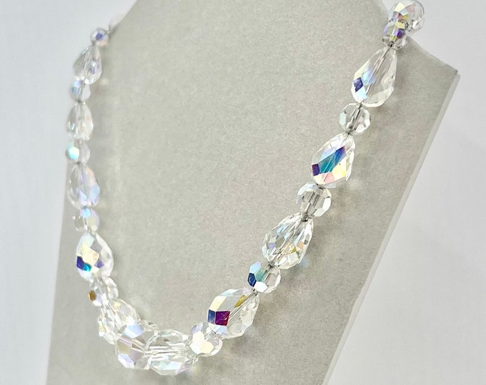 Vintage 1950s 1960s Aurora Borealis Austrian Crystal Bead Necklace ...