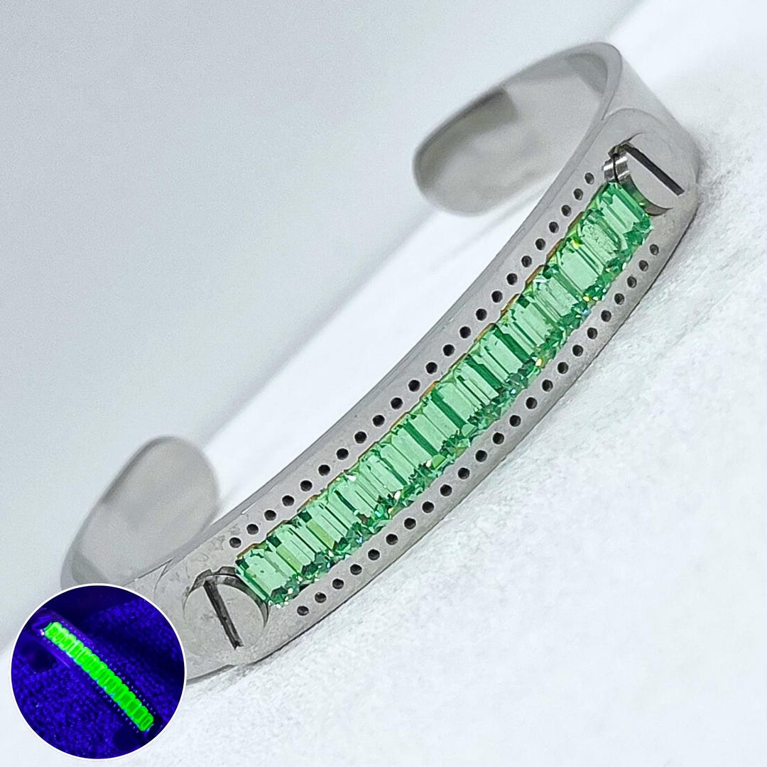Swarovski Crystal Green Uranium Crystal Stainless Steel Bangle Bracelet ...