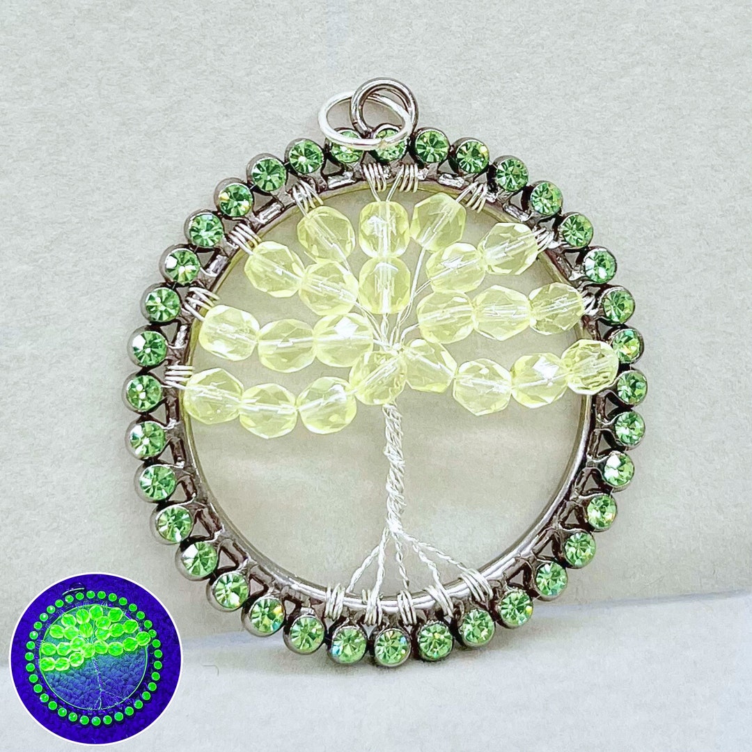 Large Tree of Life Uranium Beaded Pendant With Uranium Crystals in a ...