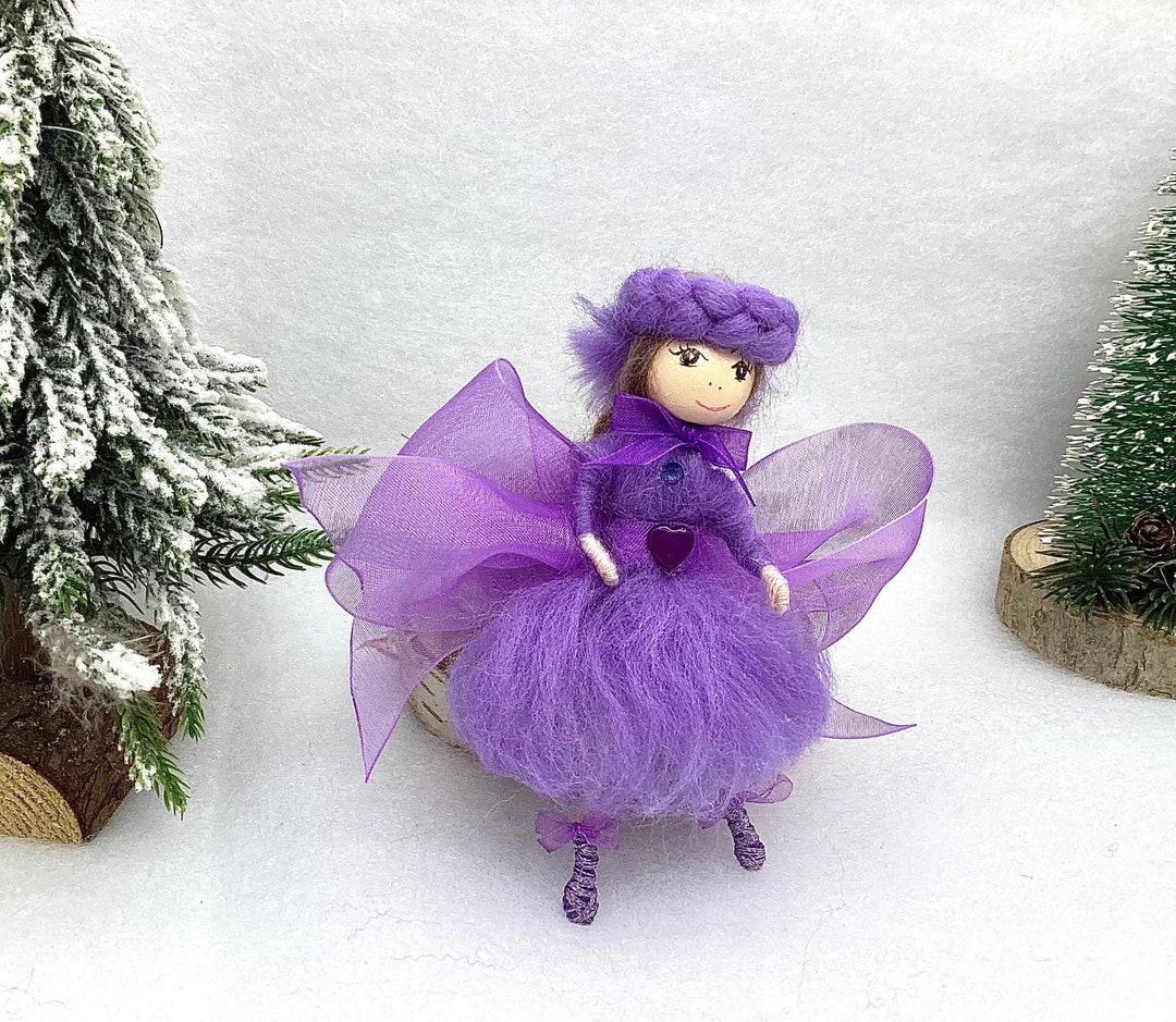Christmas Angels Fairy Small Doll Violet Wool Elves Wool - Etsy
