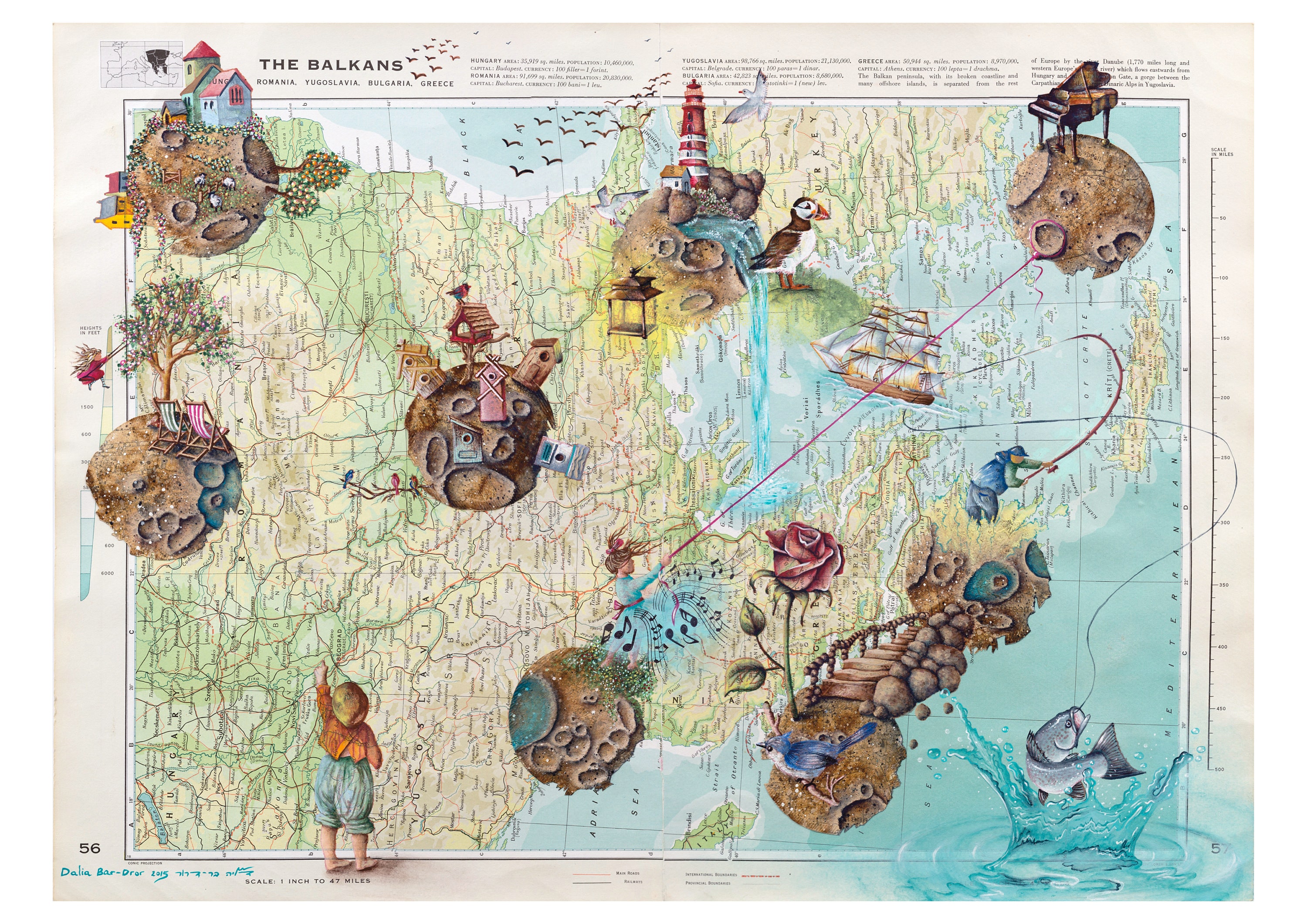 Floating Planets Art Print: Fantasy Map Mixed Media (digital Download ...