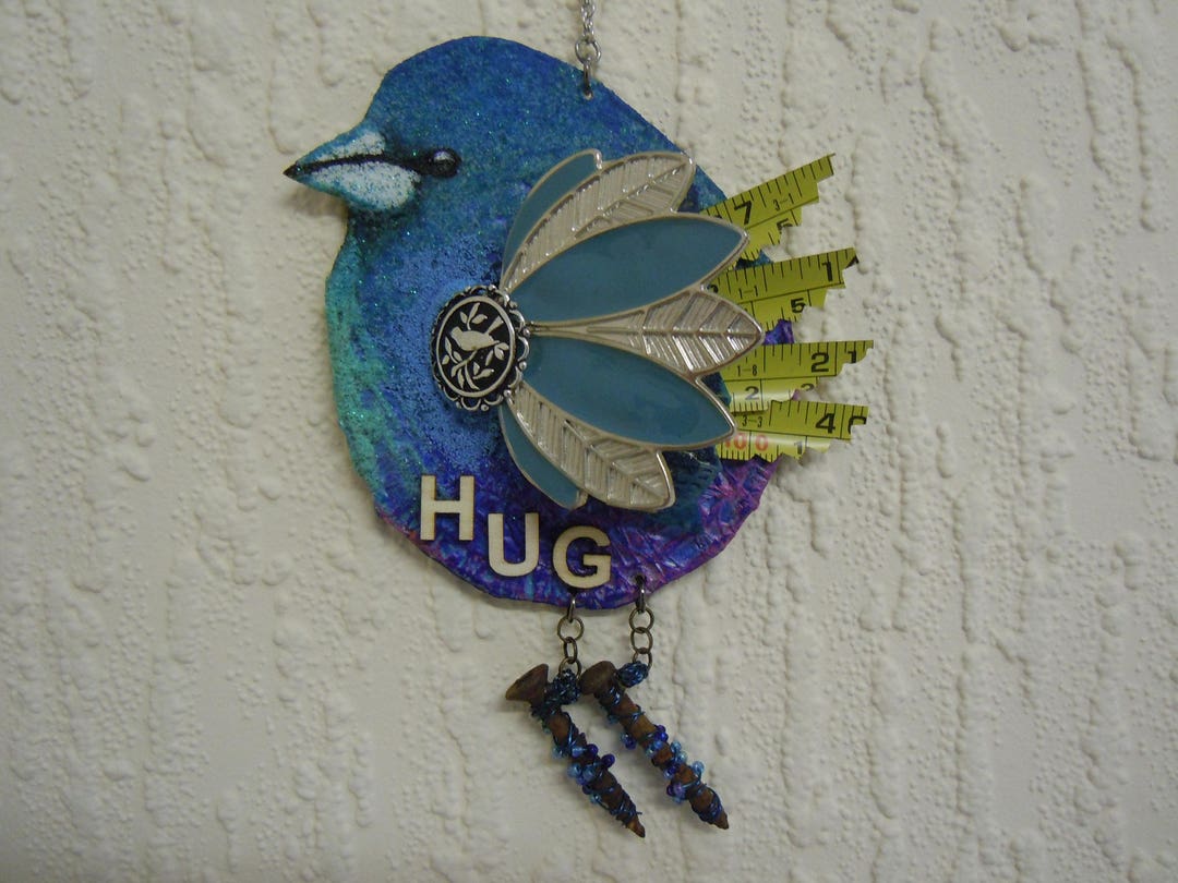 Blue Bird of Hug. Small Indigo Bunting Bird. Inspirational Bird Wall ...
